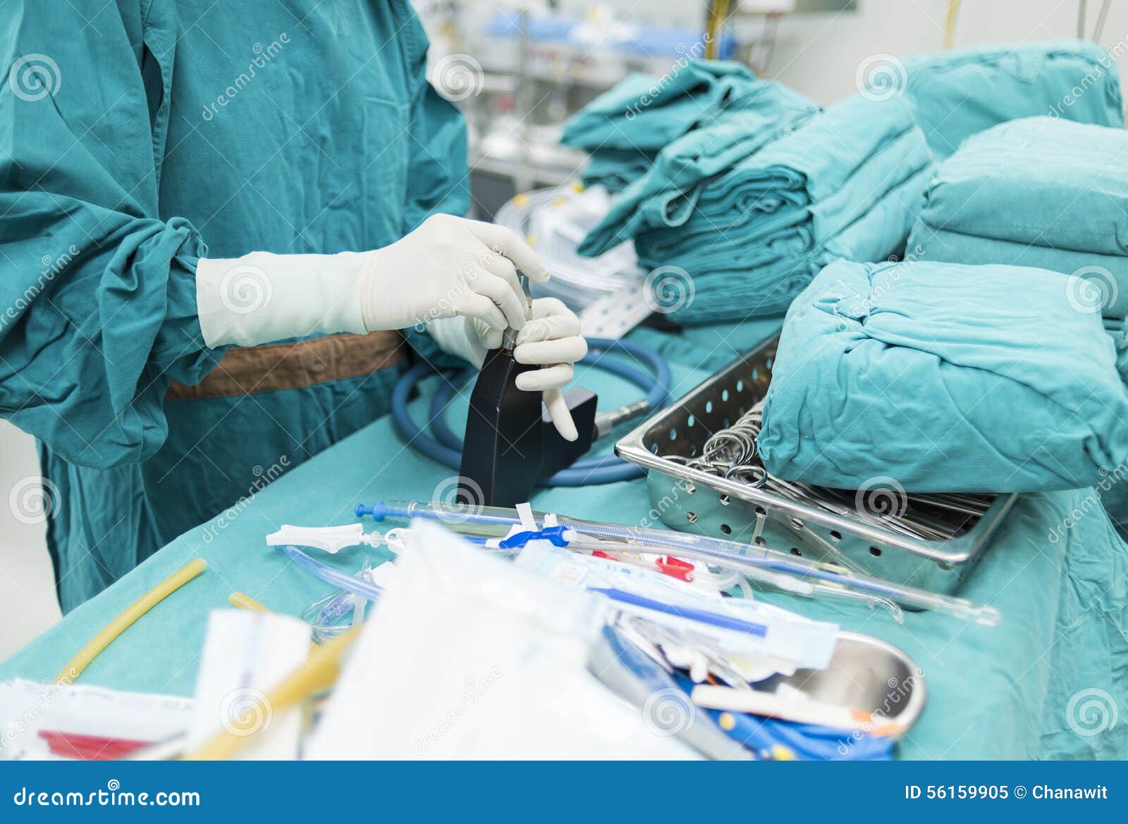 Scrub Nurse Preparing Medical Instruments for Surgery Stock Image ...