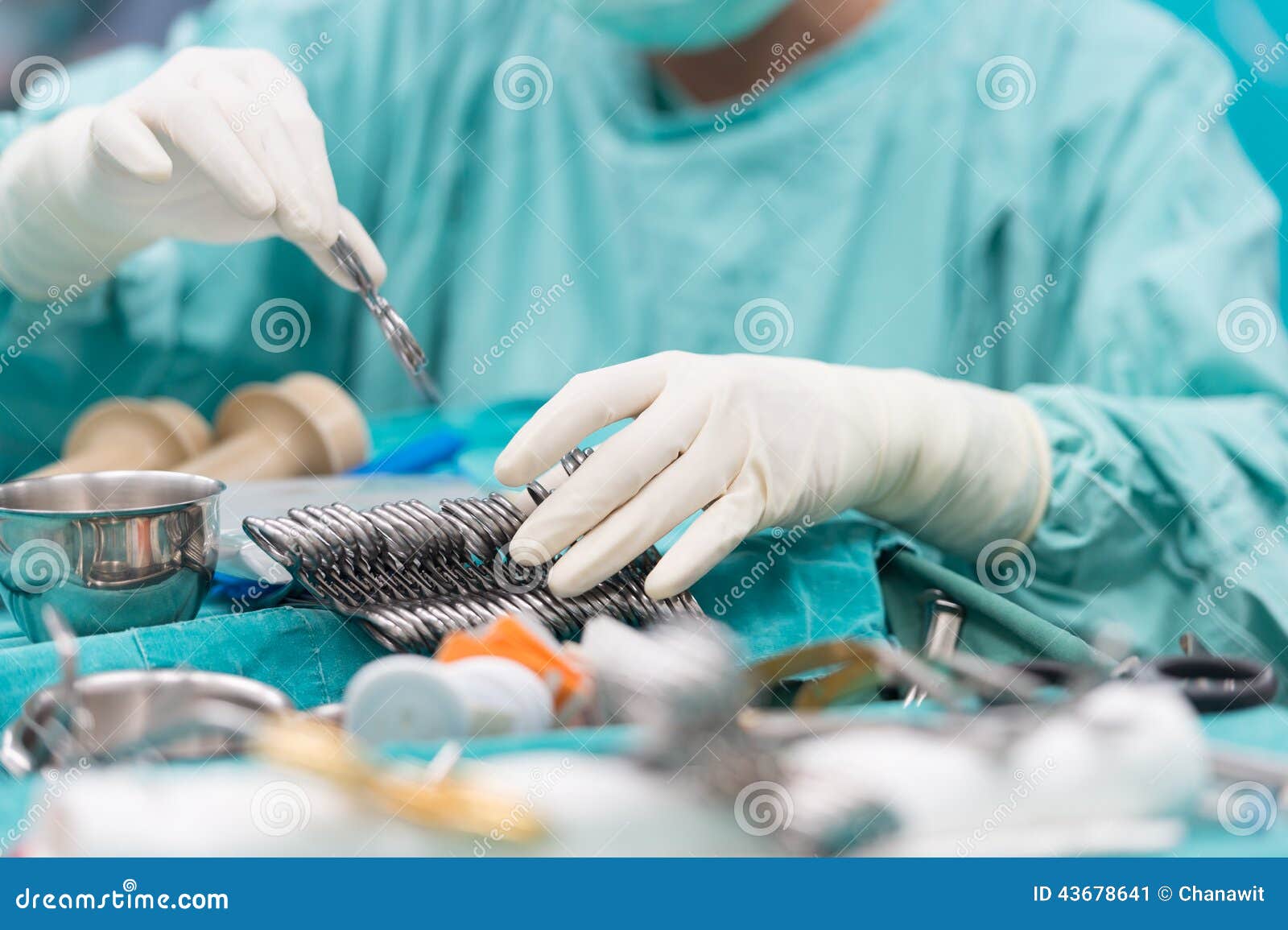 Scrub Nurse Preparing Tools for Open Heart Surgery Stock Image - Image ...