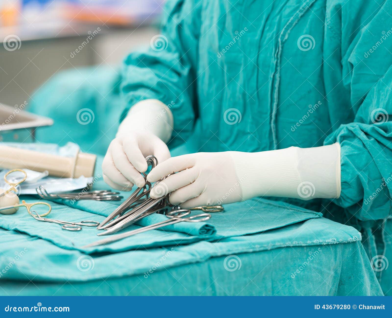 Scrub Nurse Preparing Tools for Operation Stock Photo - Image of ...