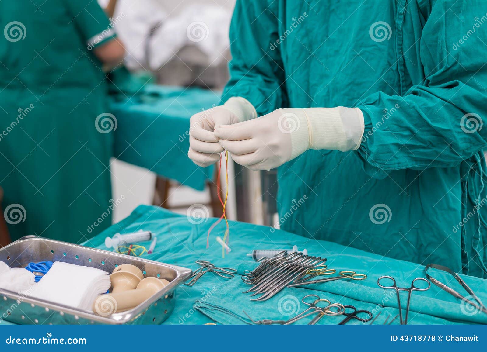 Scrub Nurse Preparing Tools for Operation Stock Photo - Image of metal ...