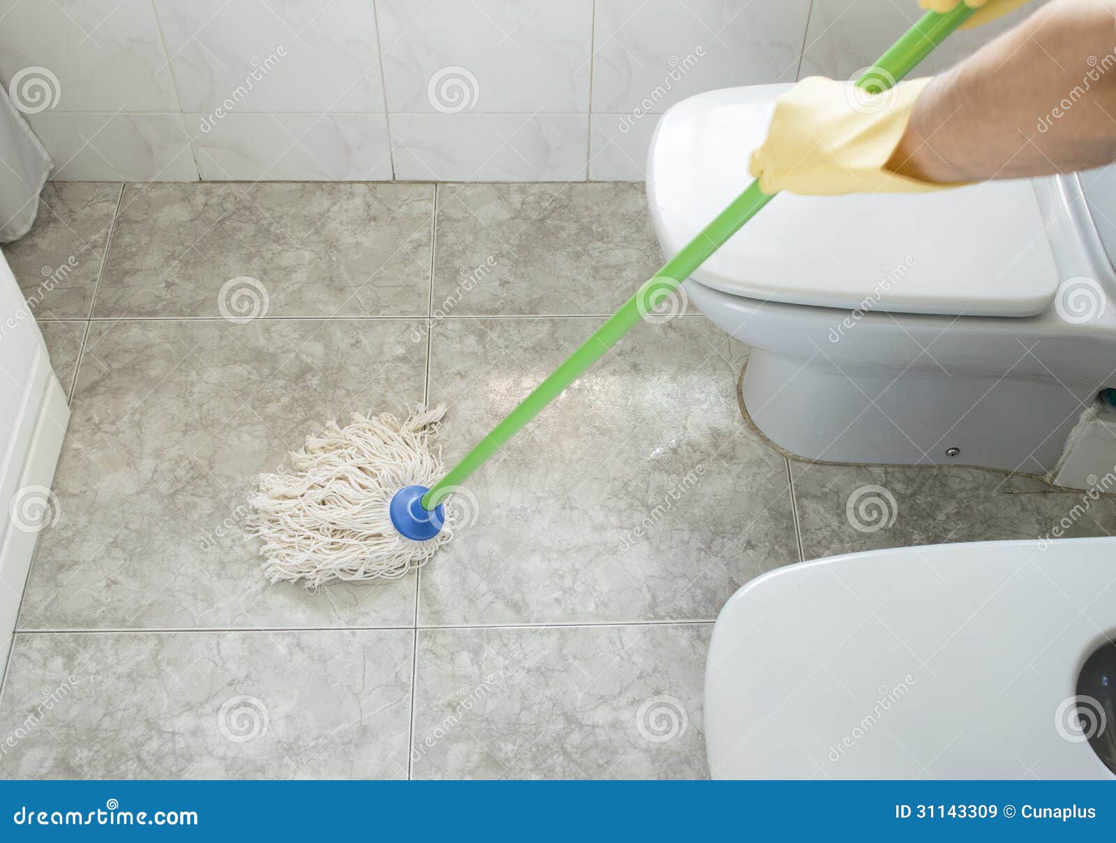 Scrubbing the Bathroom Floor Stock Image - Image of adults, toilet ...