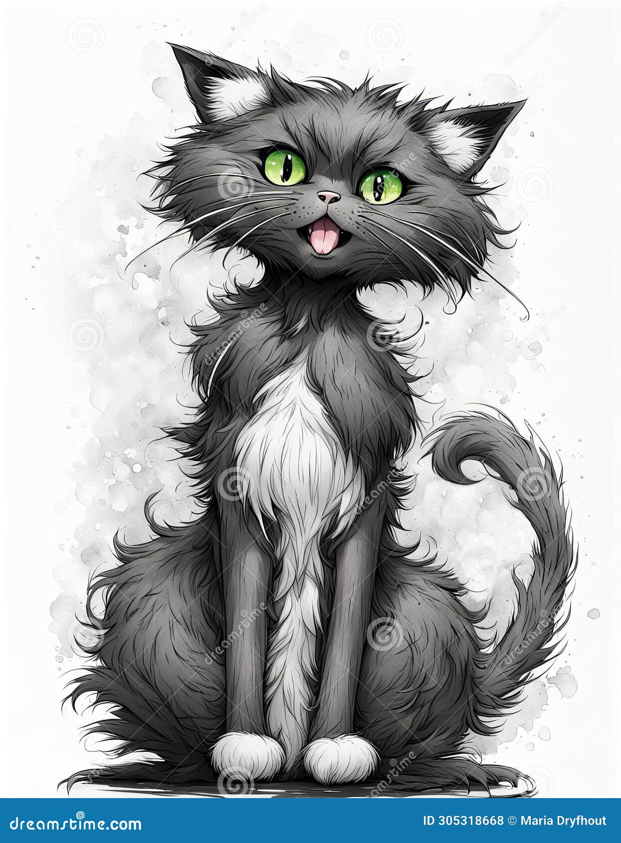 Scruffy Cat Abstract on White Stock Illustration - Illustration of ...