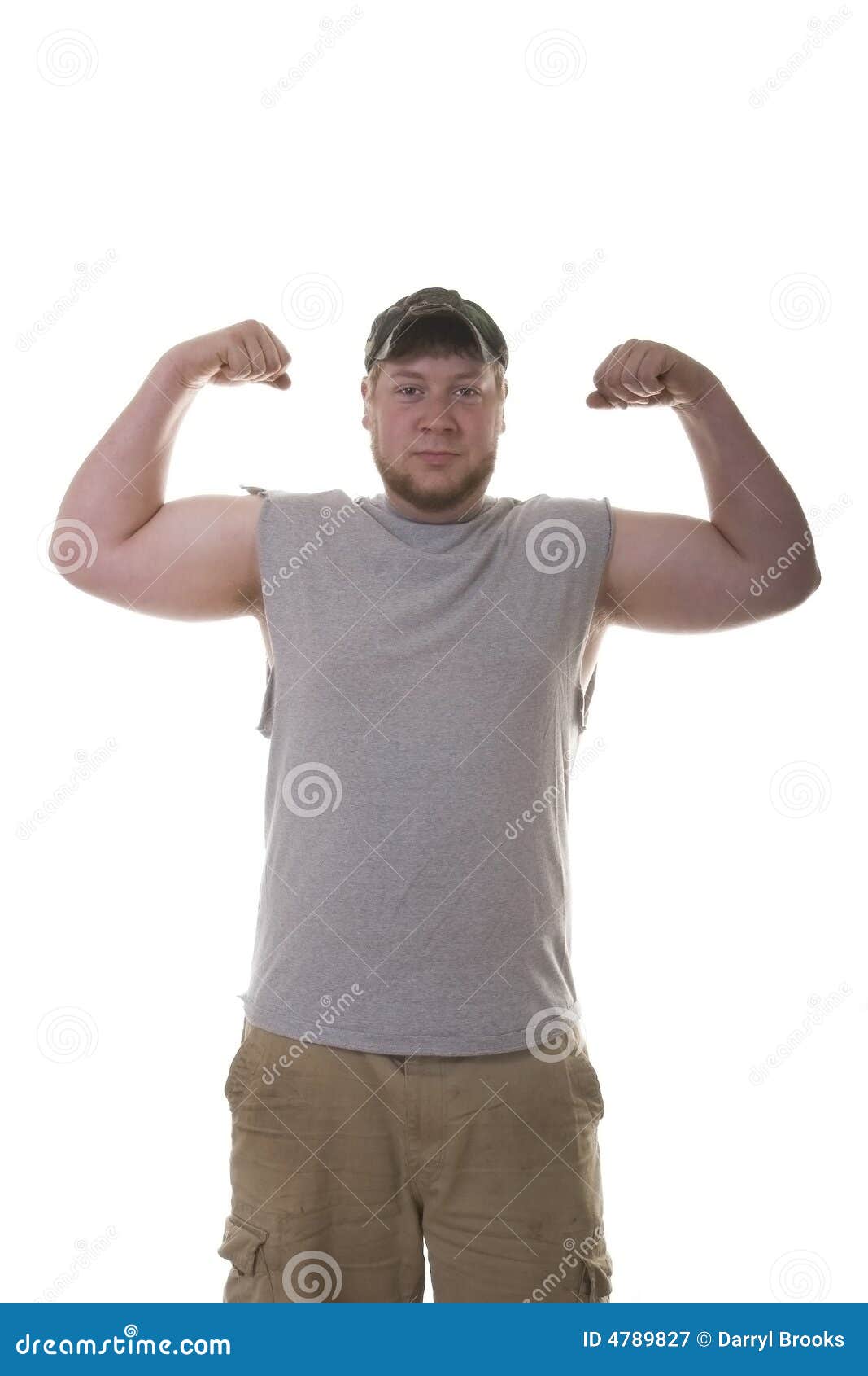 Scruffy Man Showing Muscles Stock Image - Image of male, stout: 4789827