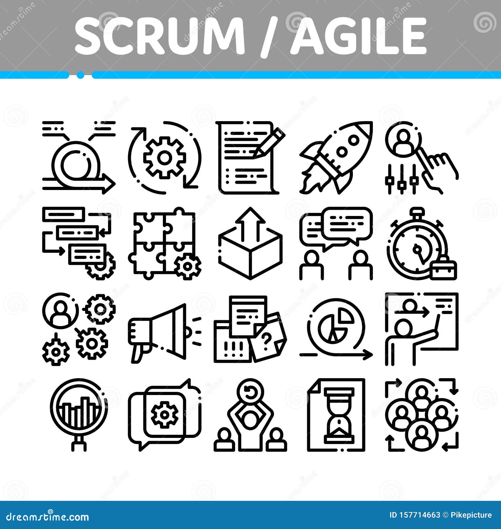 Scrum Agile Collection Elements Vector Pictogrammen Instellen Vector ...