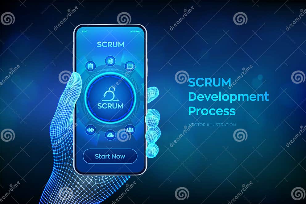 SCRUM. Agile Development Methodology Process. Iterative Sprint Methodology Stock Illustration ...
