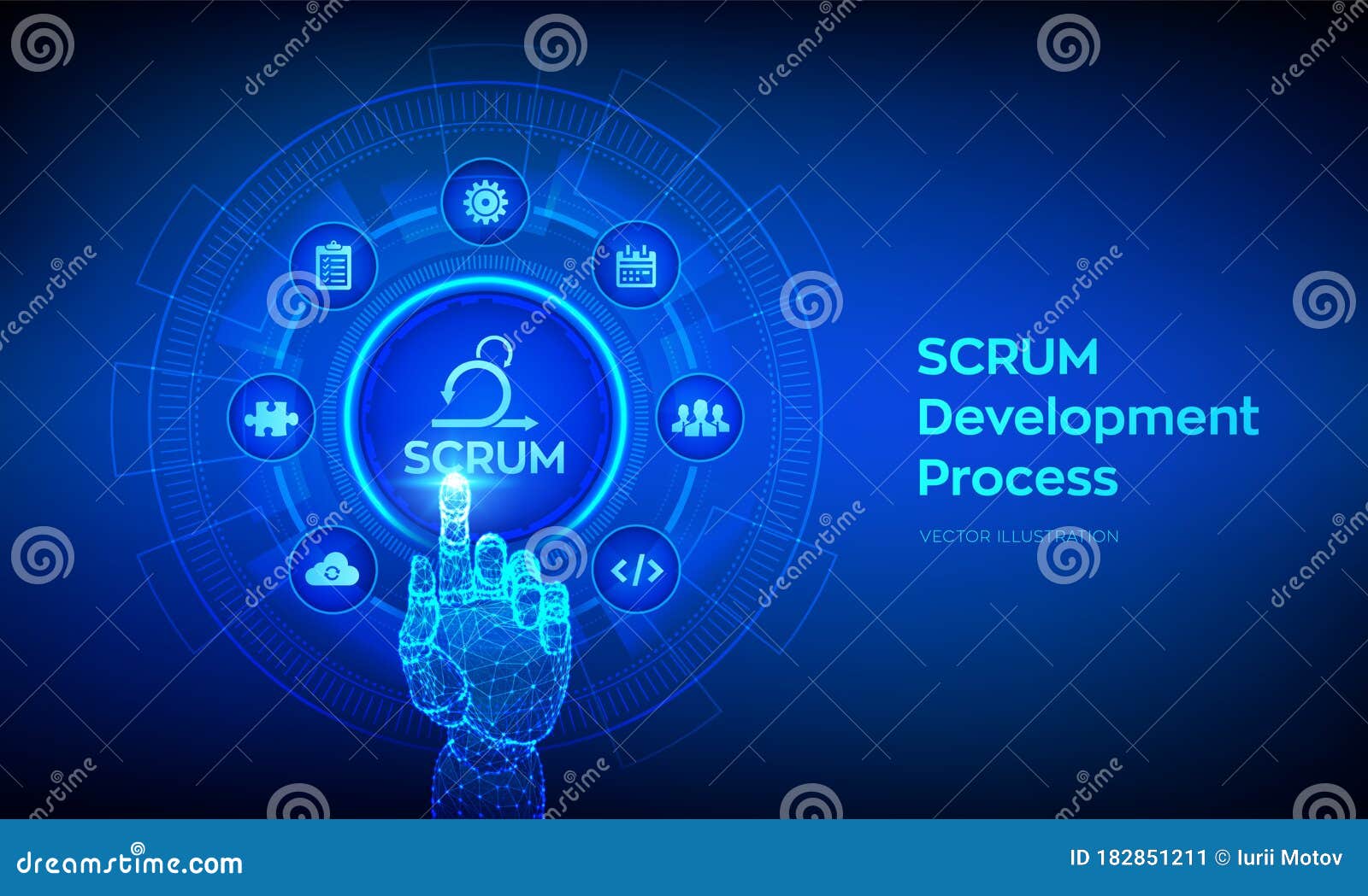 SCRUM. Agile Development Methodology Process. Iterative Sprint Methodology Stock Illustration ...