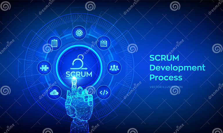SCRUM. Agile Development Methodology Process. Iterative Sprint Methodology Stock Illustration ...