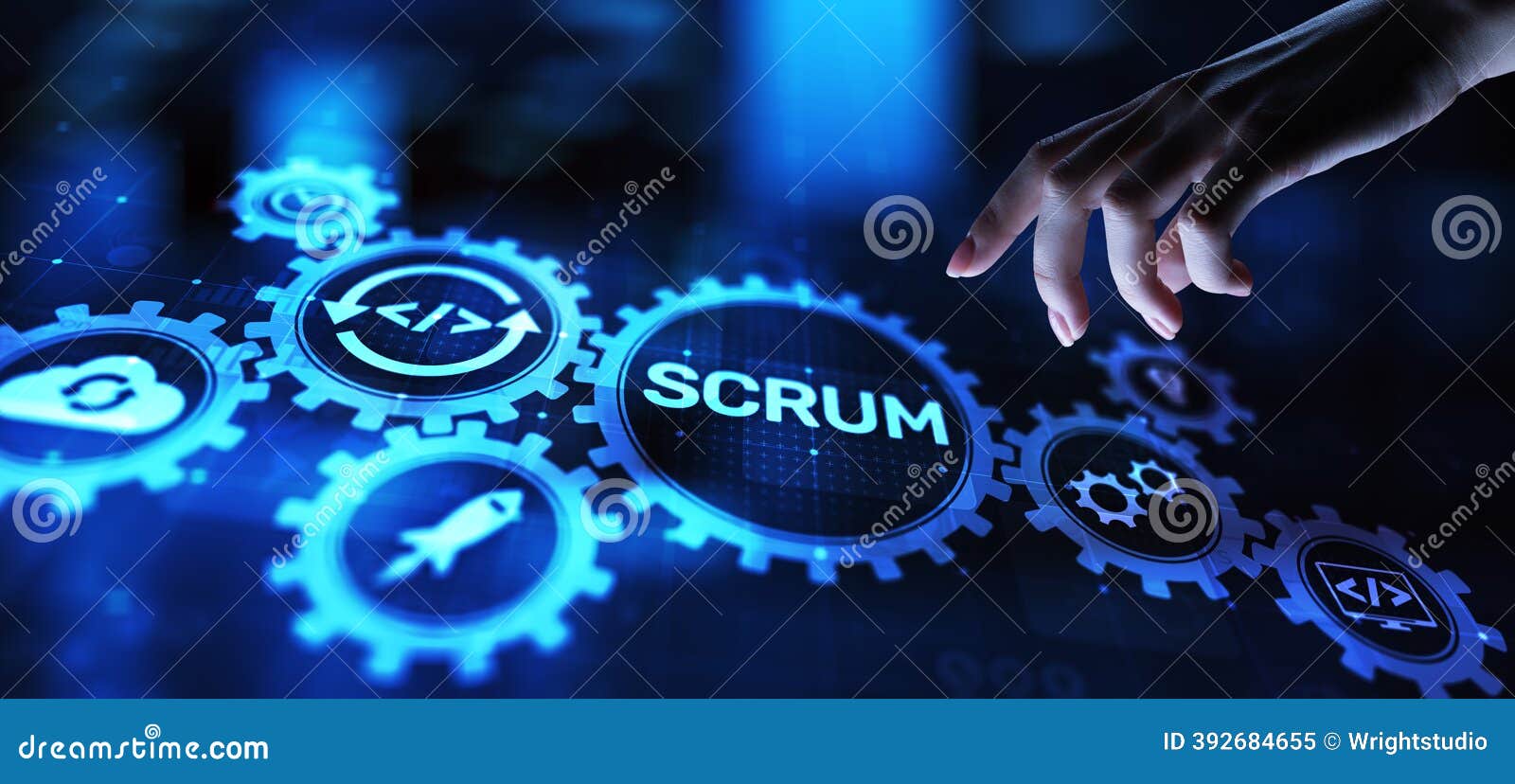 Scrum Concept With Icons In Minimal Flat Line Style Royalty-Free Stock ...