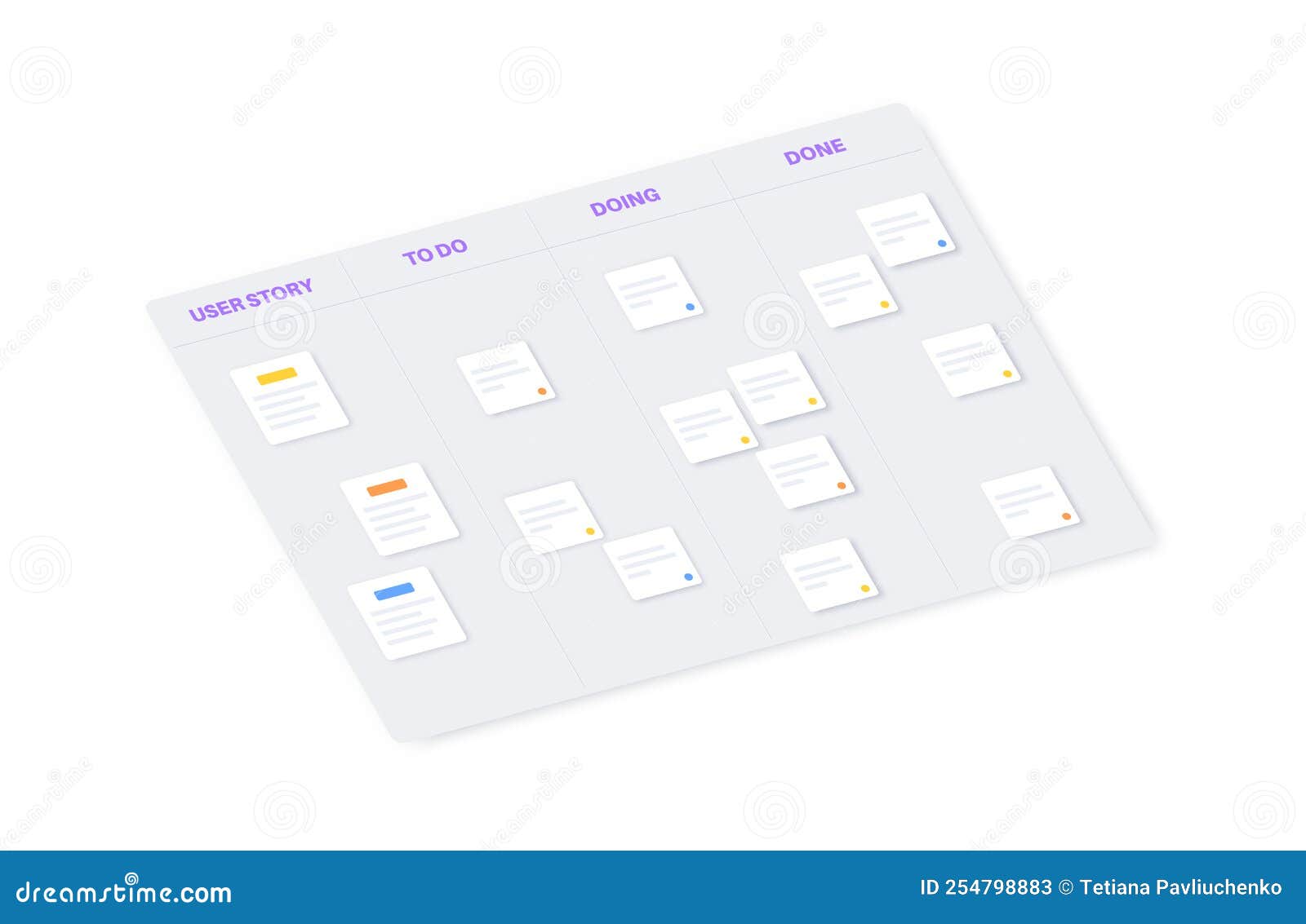 Scrum board methodology stock vector. Illustration of task - 254798883