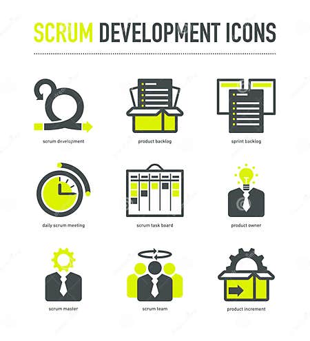 Scrum Development Methodology Icons Stock Vector - Illustration of ...
