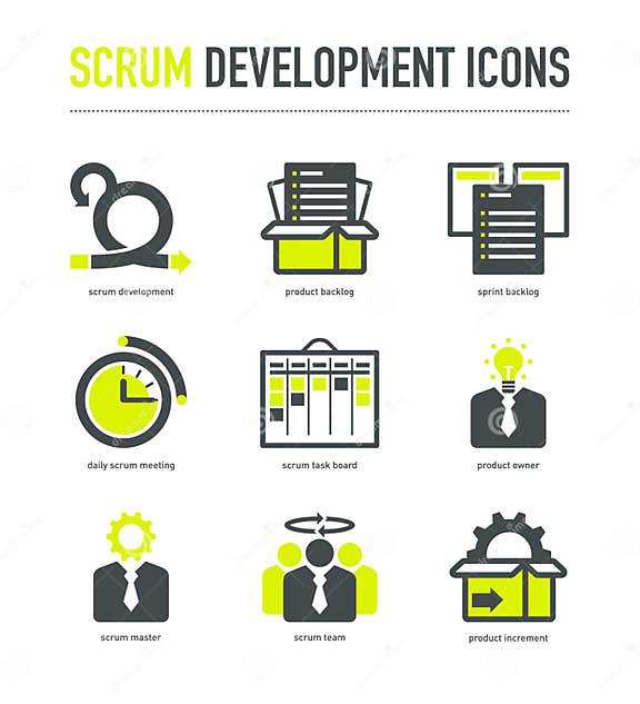 Scrum Development Methodology Icons Stock Vector - Illustration of ...