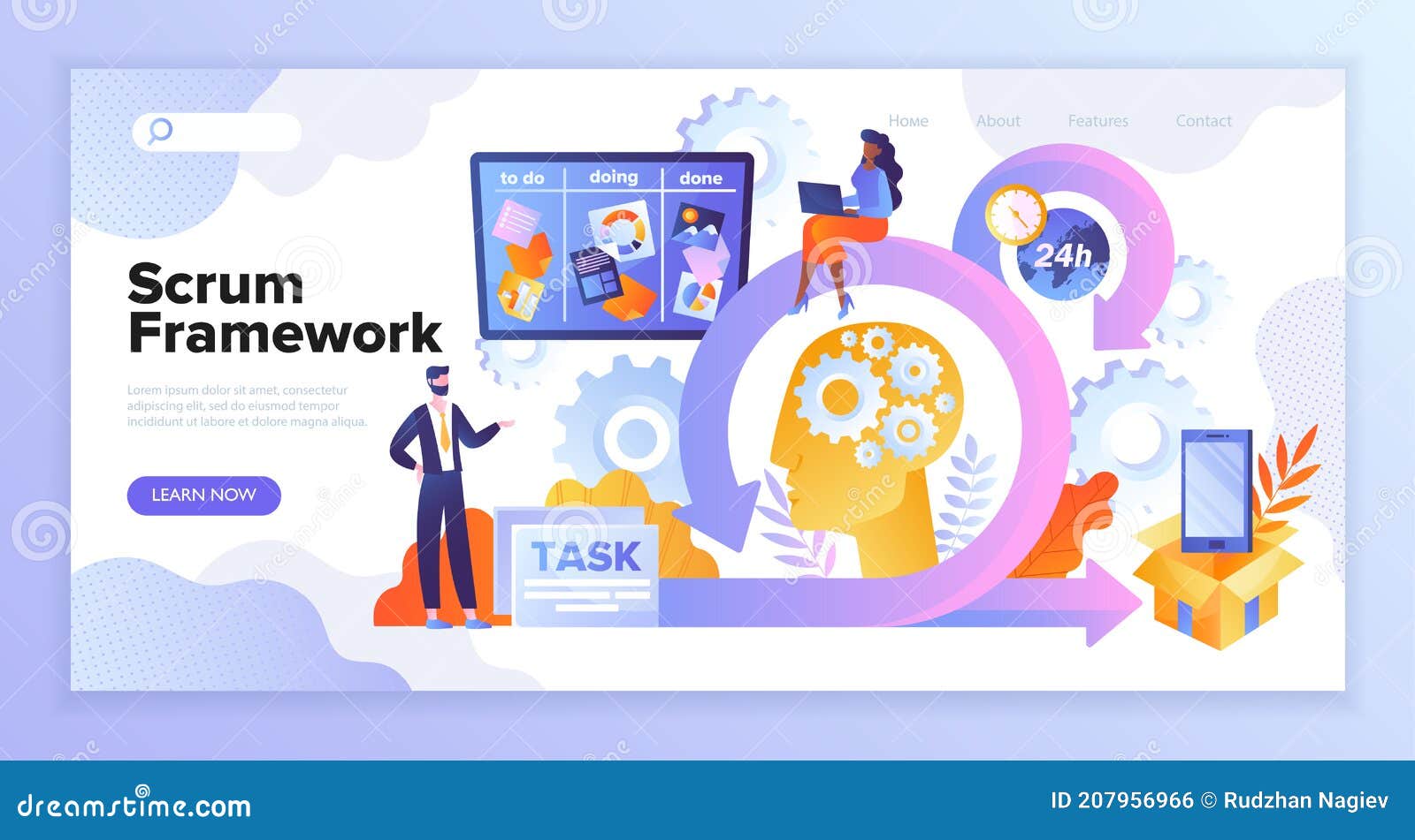 Scrum Framework Scheme Illustration. Development Team Working Process ... Scrum Framework Scheme Illustration. Development Team Working Process ...
