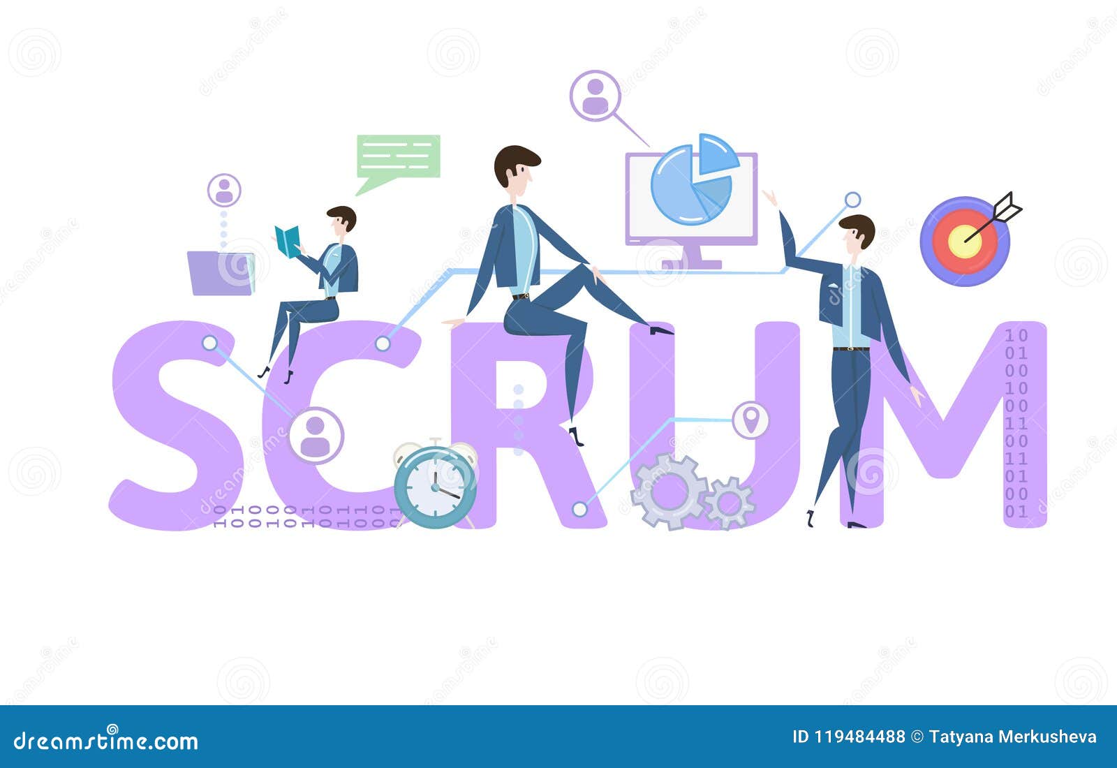 SCRUM Framework. Concept Table With Keywords, Letters And Icons ... SCRUM Framework. Concept Table With Keywords, Letters And Icons ...