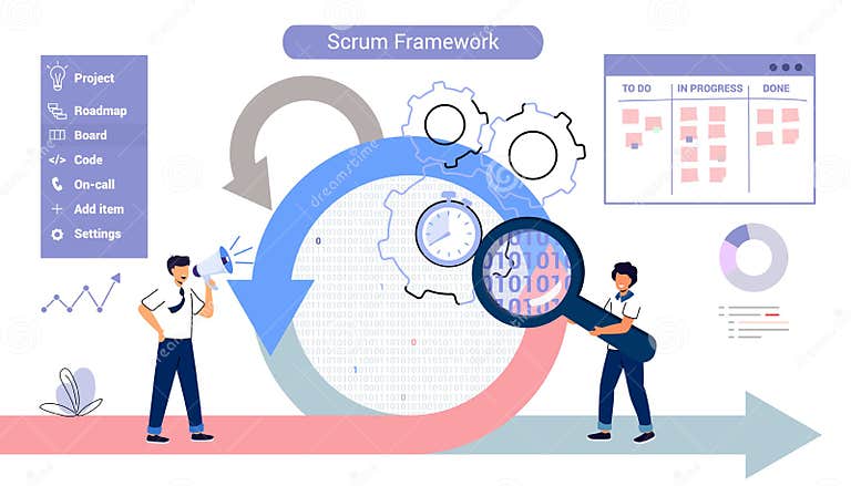 Scrum Framework Software Development Methodology Process Diagram Stock ...