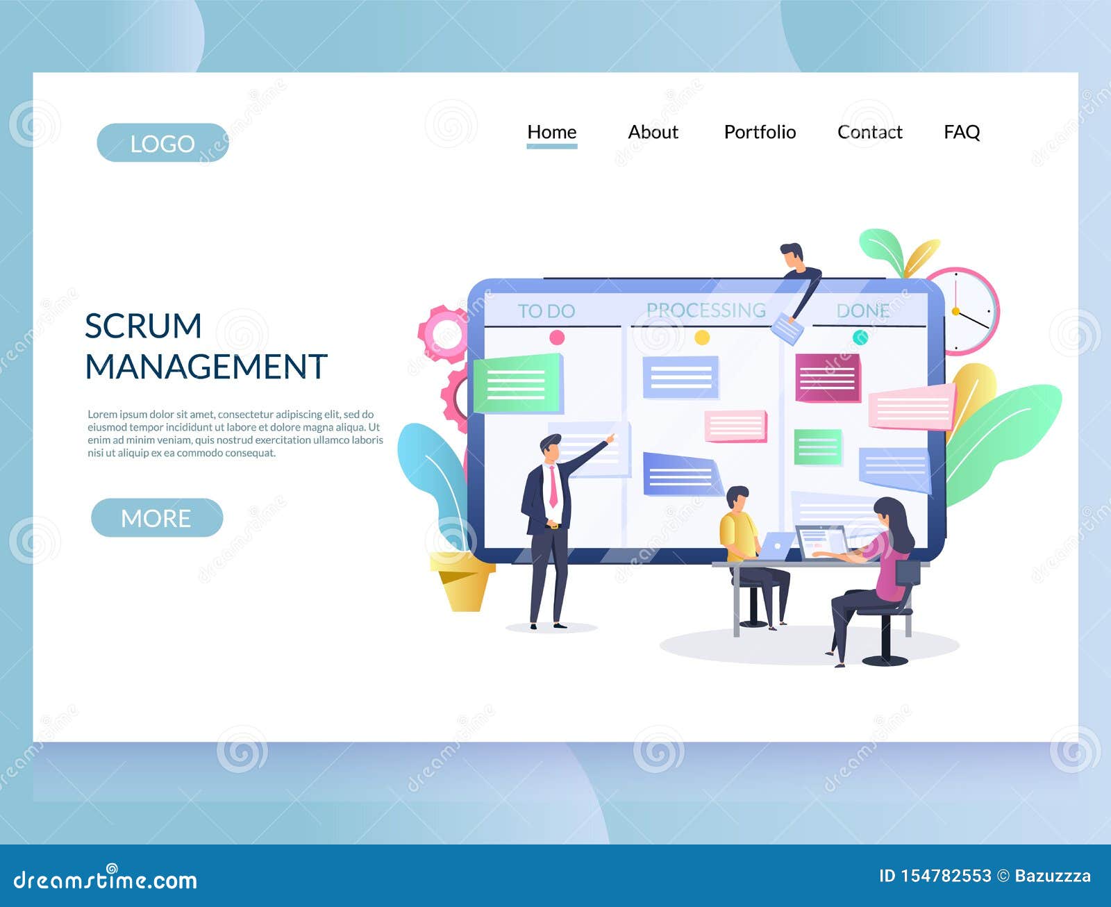 Scrum Management Vector Website Landing Page Design Template Stock ...