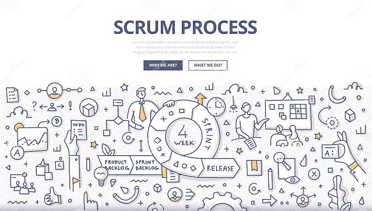 Scrum Process Doodle Concept Stock Vector - Illustration of scrum ...