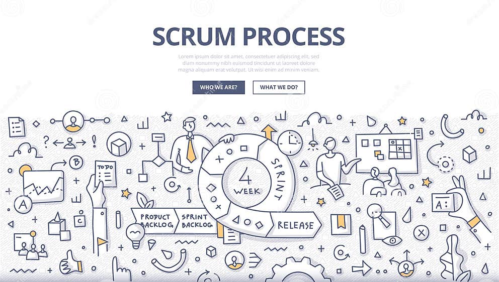 Scrum Process Doodle Concept Stock Vector - Illustration of scrum ...