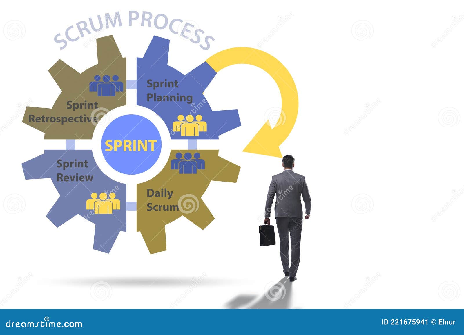 Scrum Process Illustration with Businessman Stock Image - Image of ...