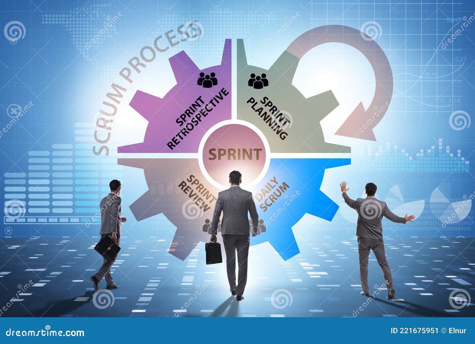 Scrum Process Illustration with Businessman Stock Image - Image of ...