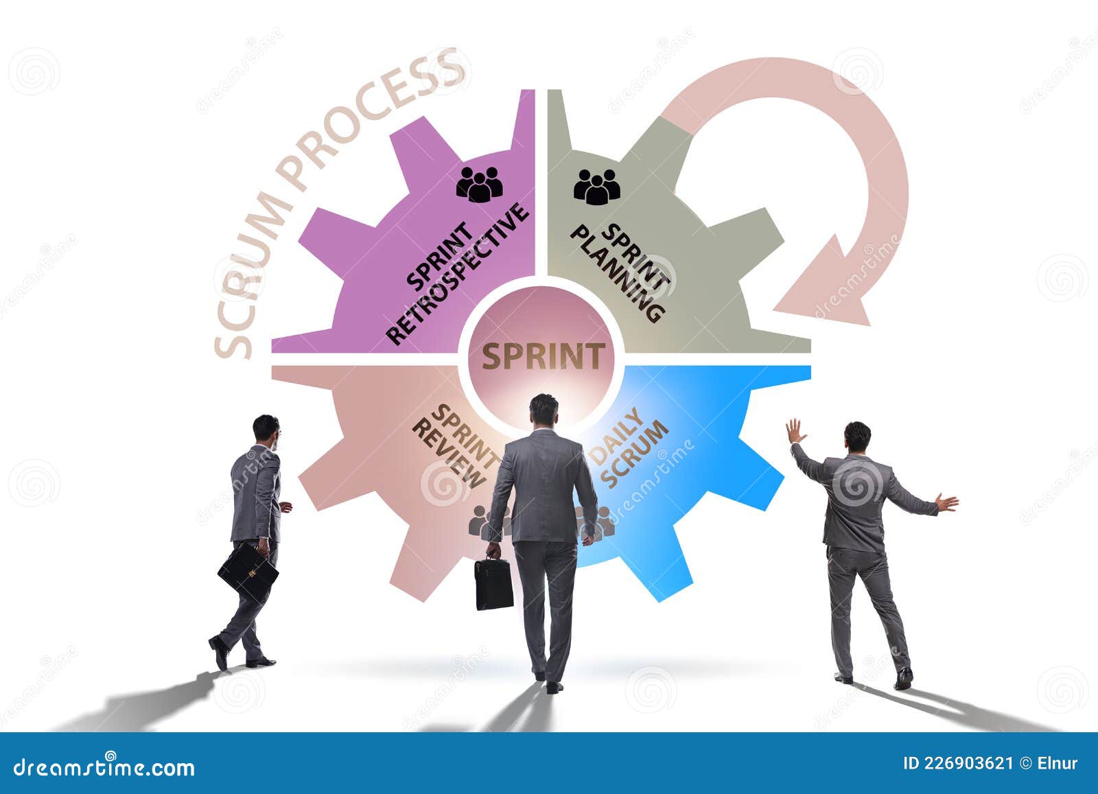 Scrum Process Illustration with Businessman Stock Illustration ...