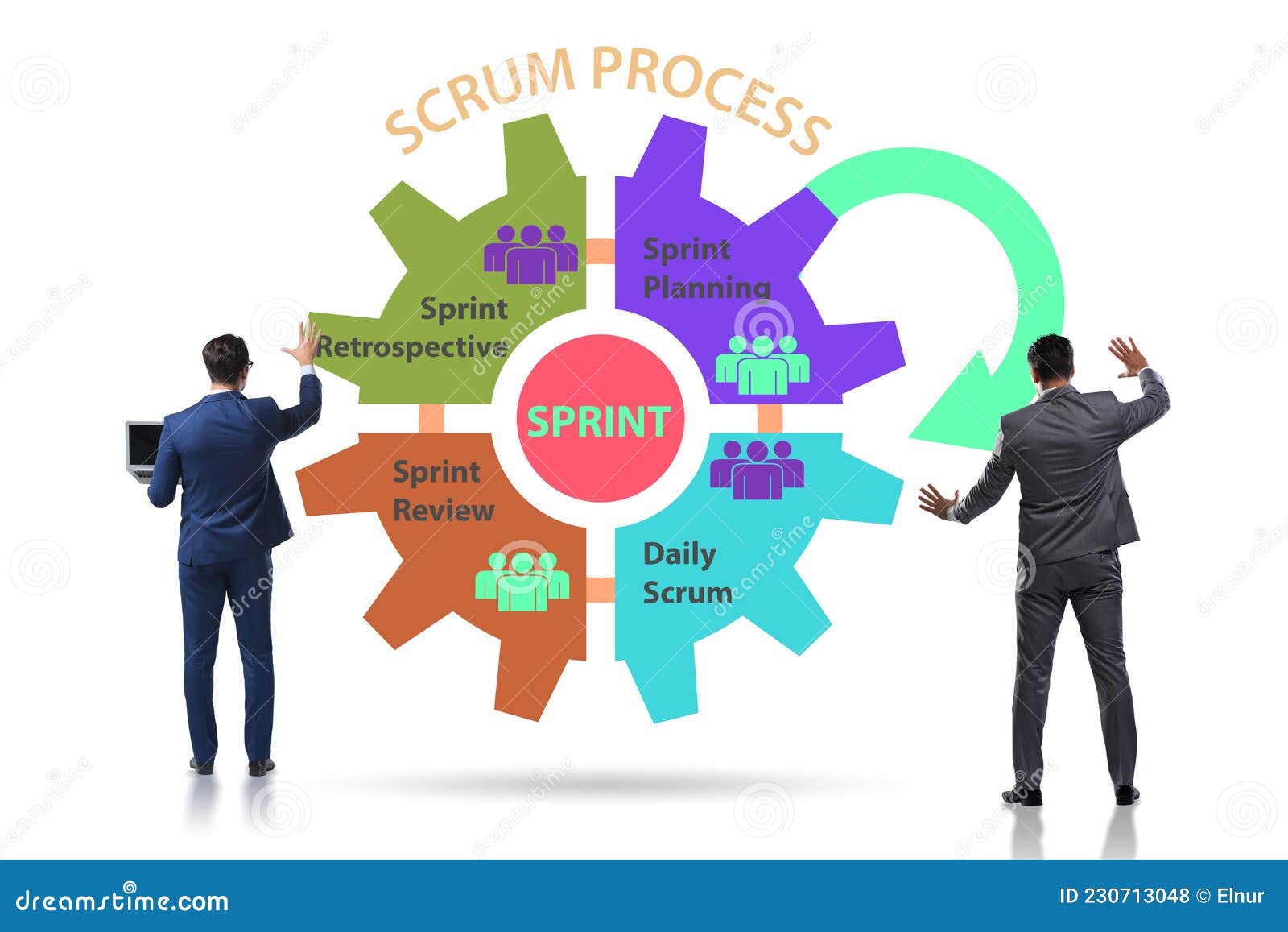 Scrum Process Illustration with Businessman Stock Illustration ...