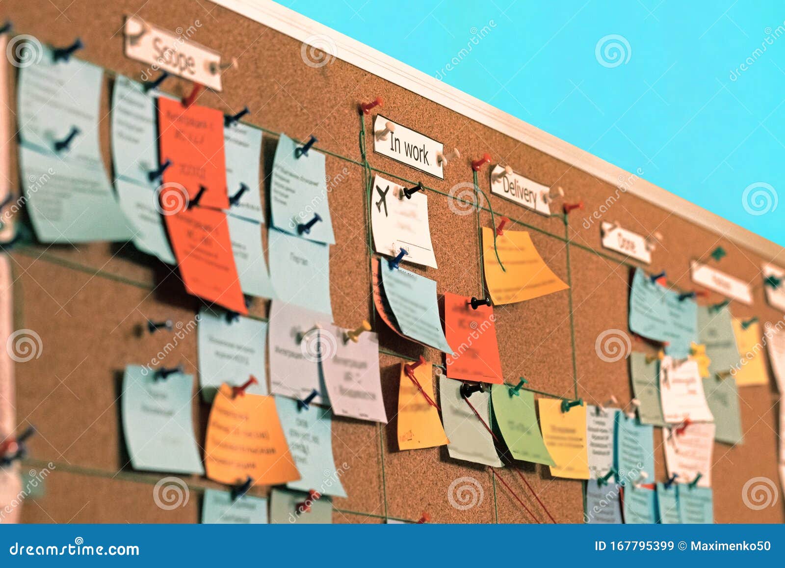 Scrum Task Board in Office on the Wall Stock Image - Image of date ...