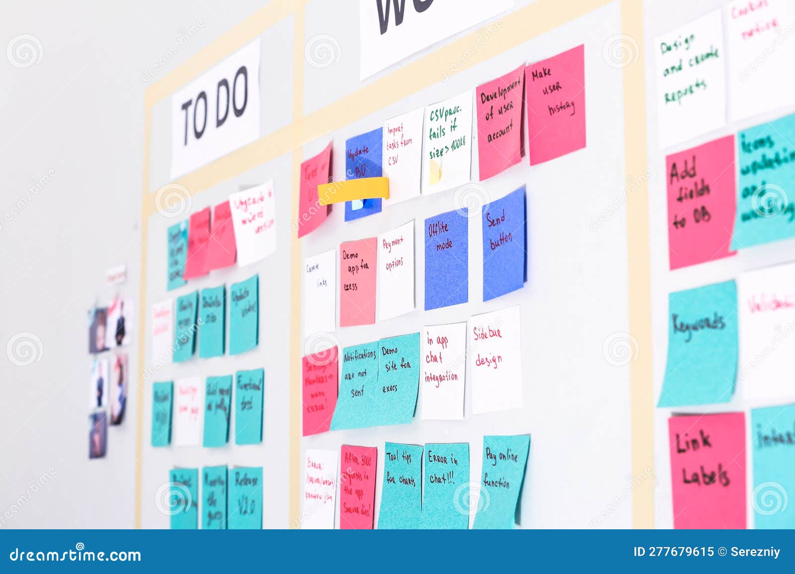 Scrum Task Board with Stickers on Wall in Office Stock Image - Image of ...