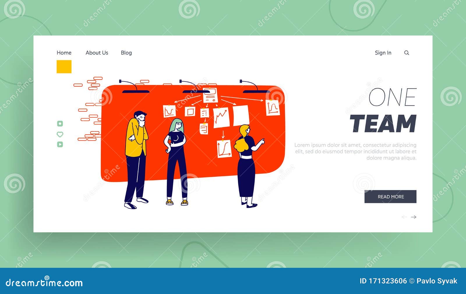 Scrum Task Board Team Work Mind Map Website Landing Page. People ...