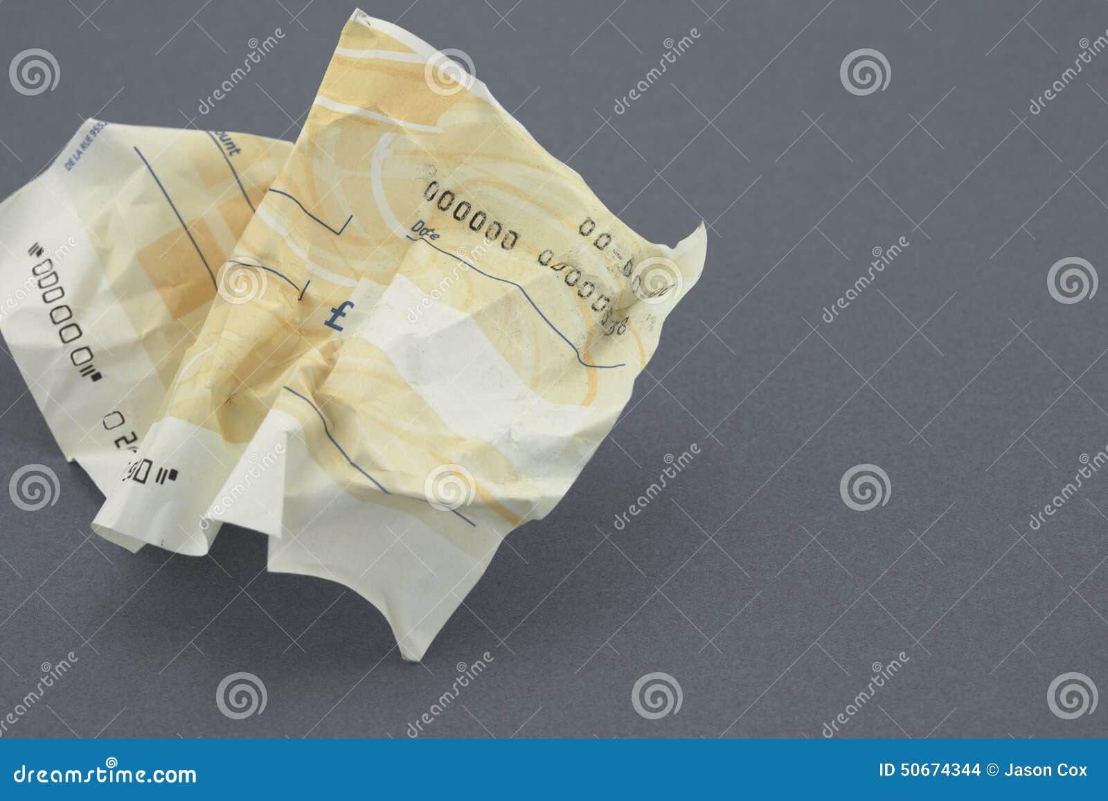 Scrunched Blank Cheque Stock Photo | CartoonDealer.com #50674344