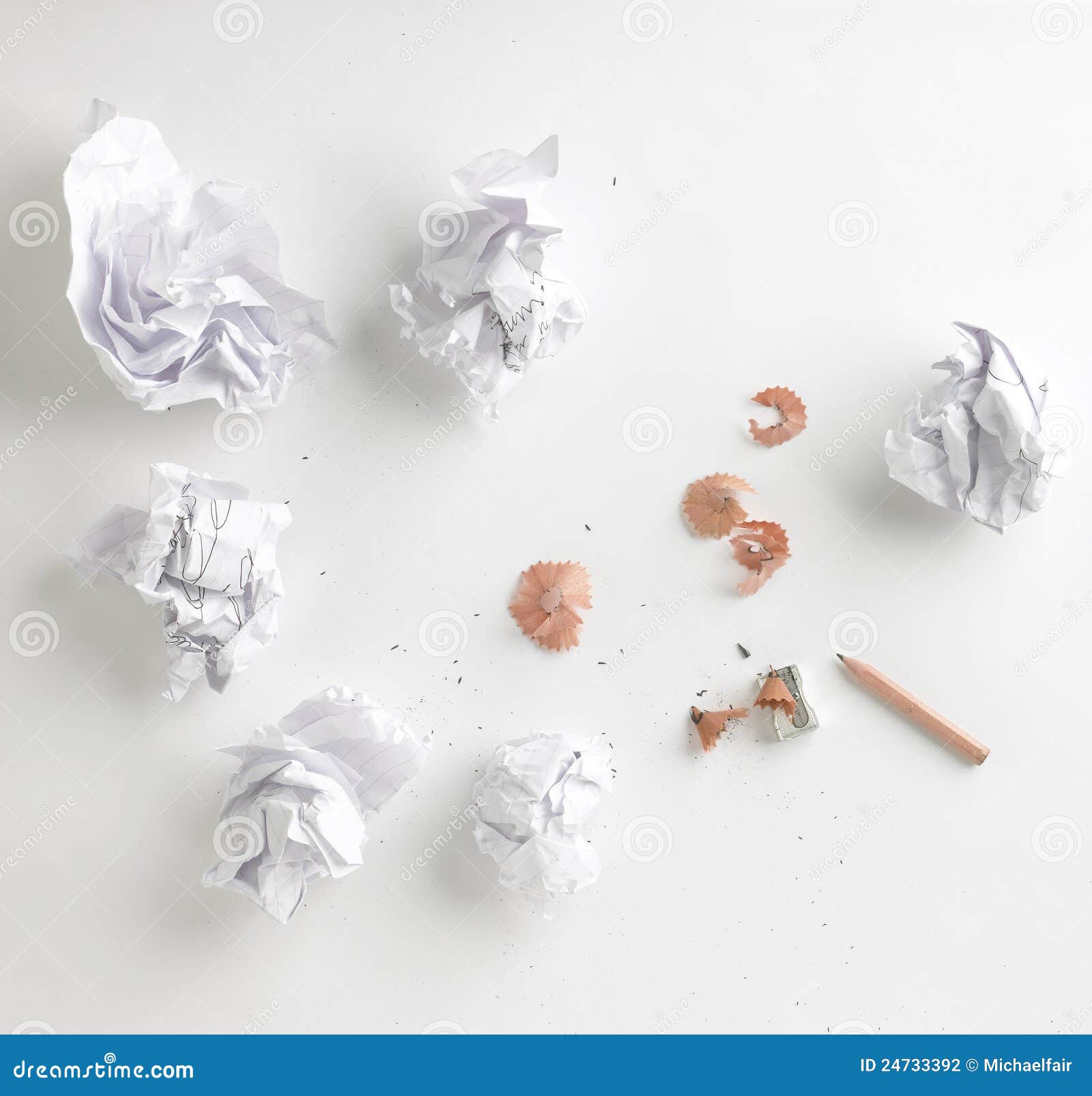 Scrunched Up Pieces of Paper, Writers Block Stock Photo - Image of ...