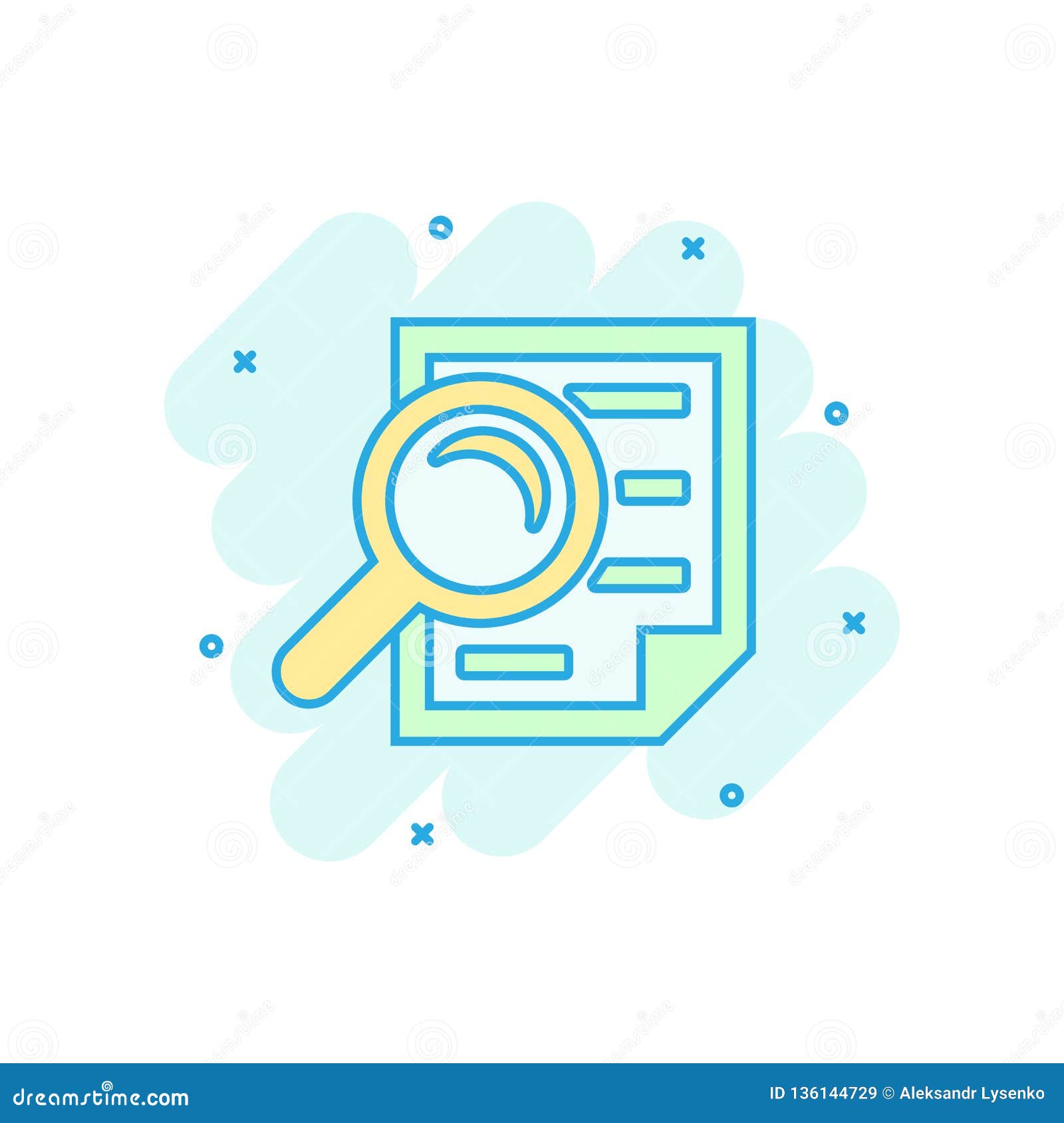 Scrutiny Document Plan Icon In Comic Style. Review Statement Vector ... Scrutiny Document Plan Icon In Comic Style. Review Statement Vector ...