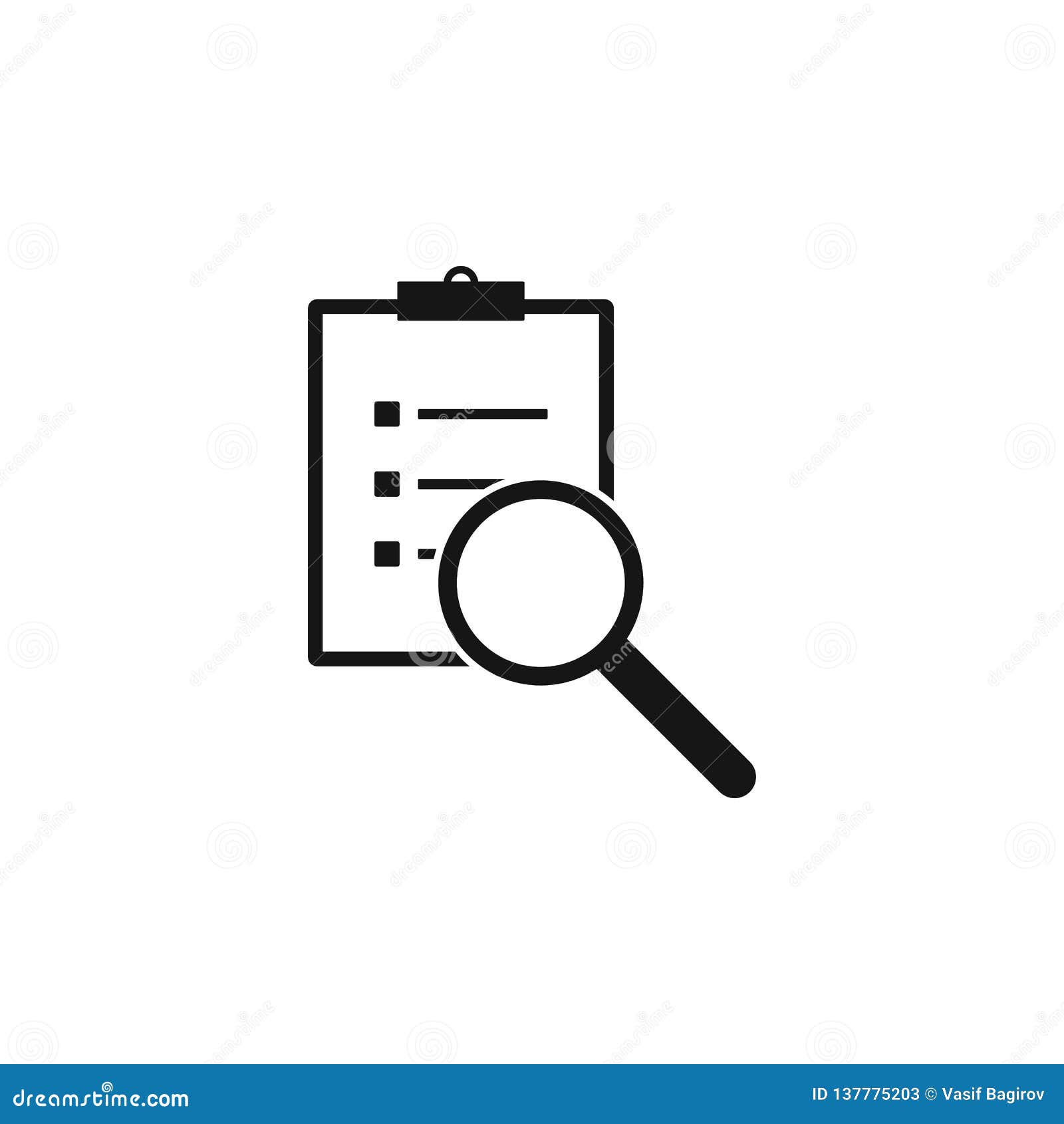 Scrutiny Document Plan Icon in Flat Style. Review Statement Vector ...