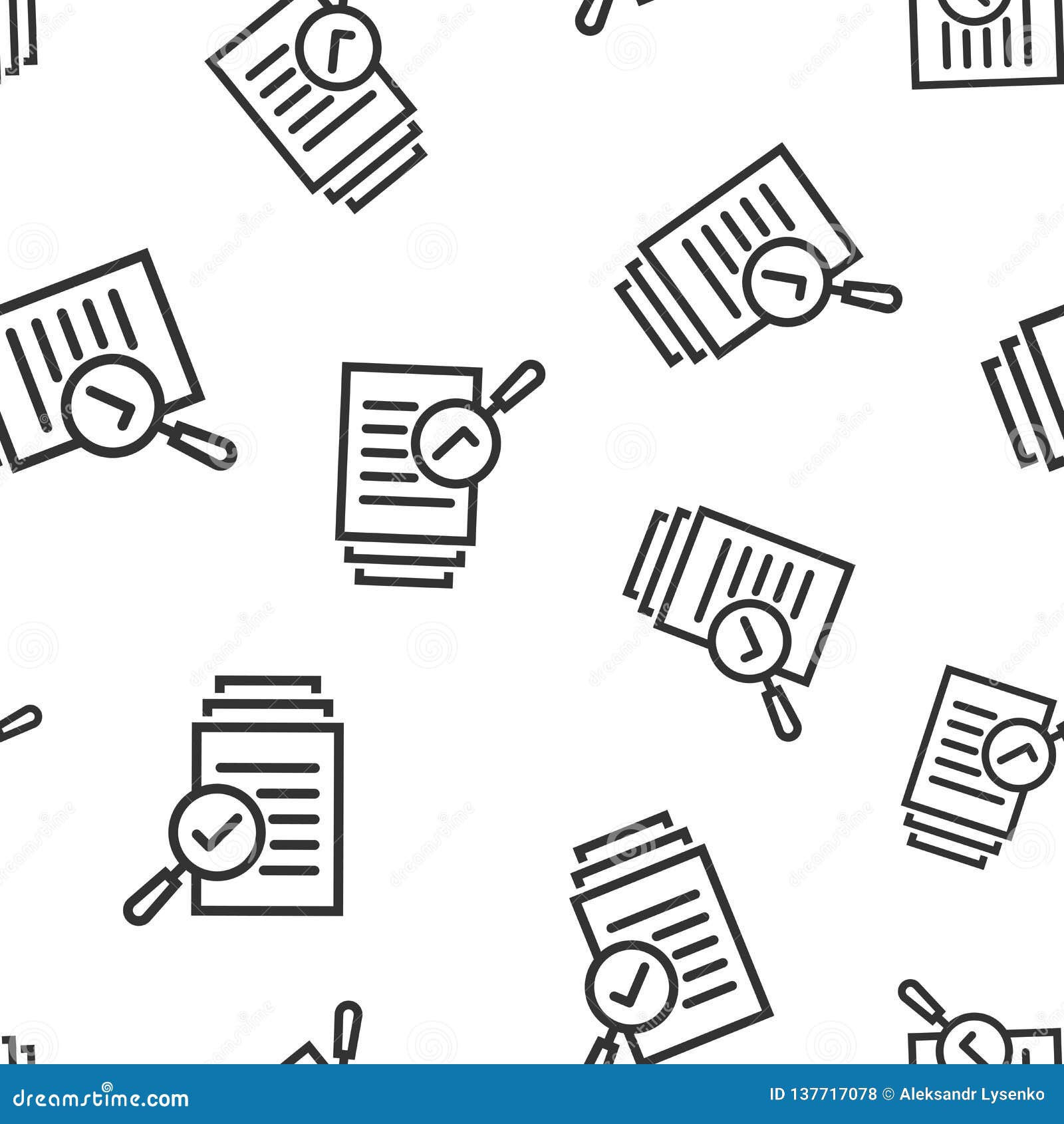 Scrutiny Document Plan Icon Seamless Pattern Background. Review ...