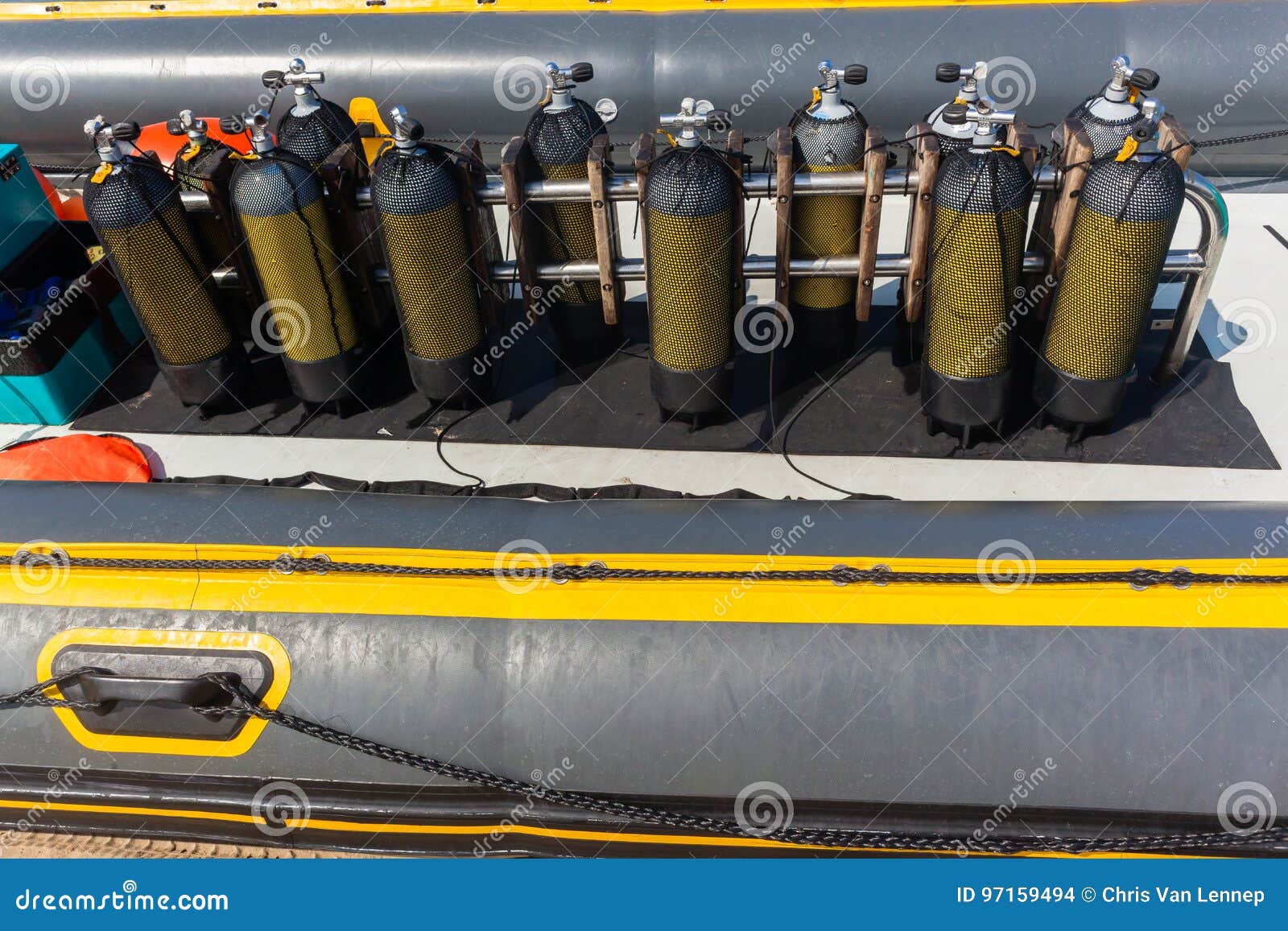 Scuba Dive Boat Bottles stock photo. Image of ocean, sport - 97159494