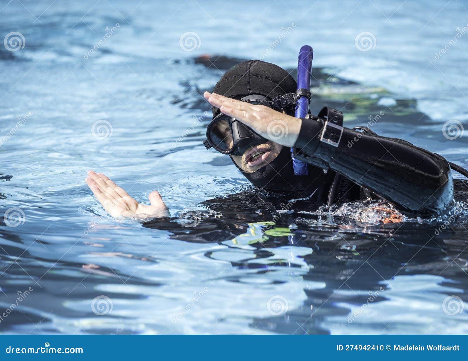 Scuba Dive Instructor Teaching and Explaining To Students the Regulator ...