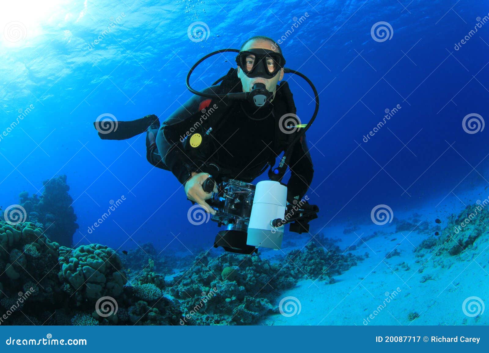 Scuba Diver with Camera stock image. Image of photograph - 20087717