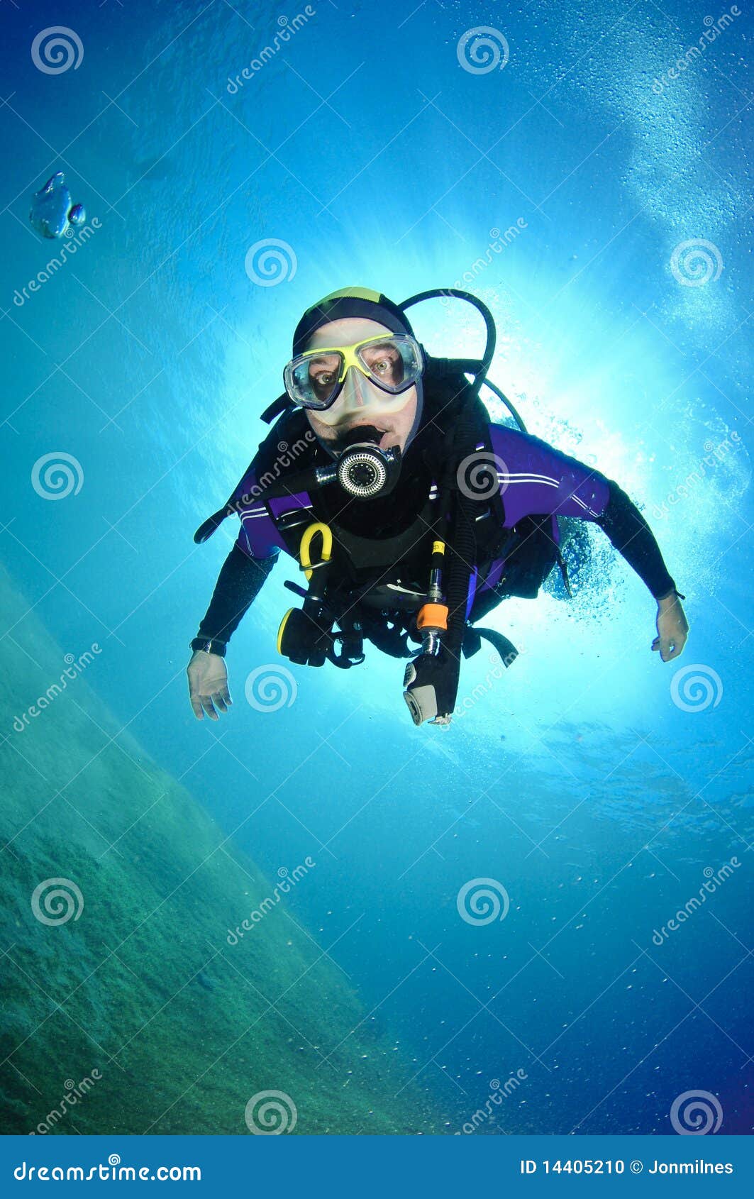 Scuba Diver in Clear Blue Water Stock Photo - Image of aquatic, marine ...