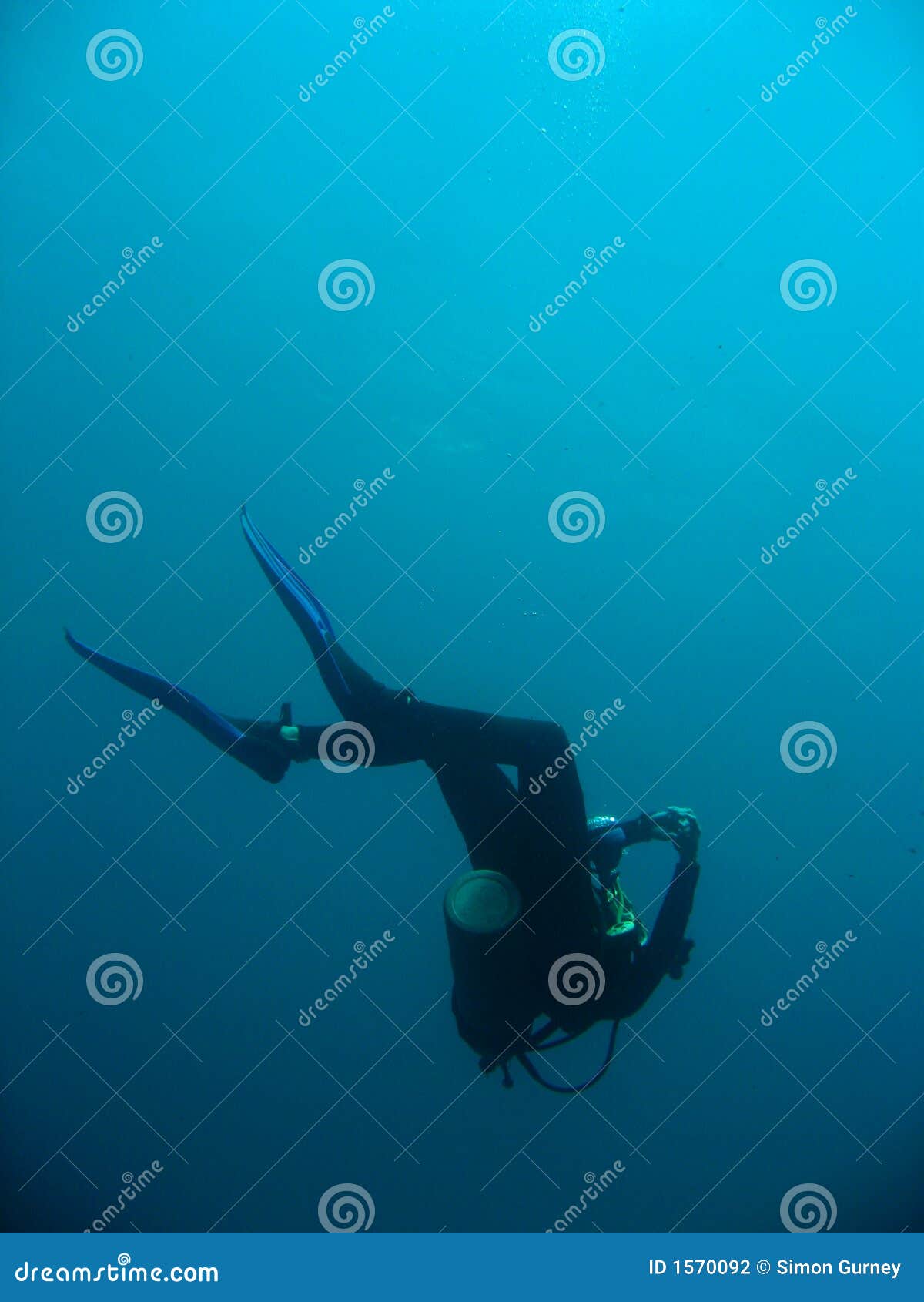 Scuba Diver Descending Sipadan Island Stock Photo - Image of malaysia ...