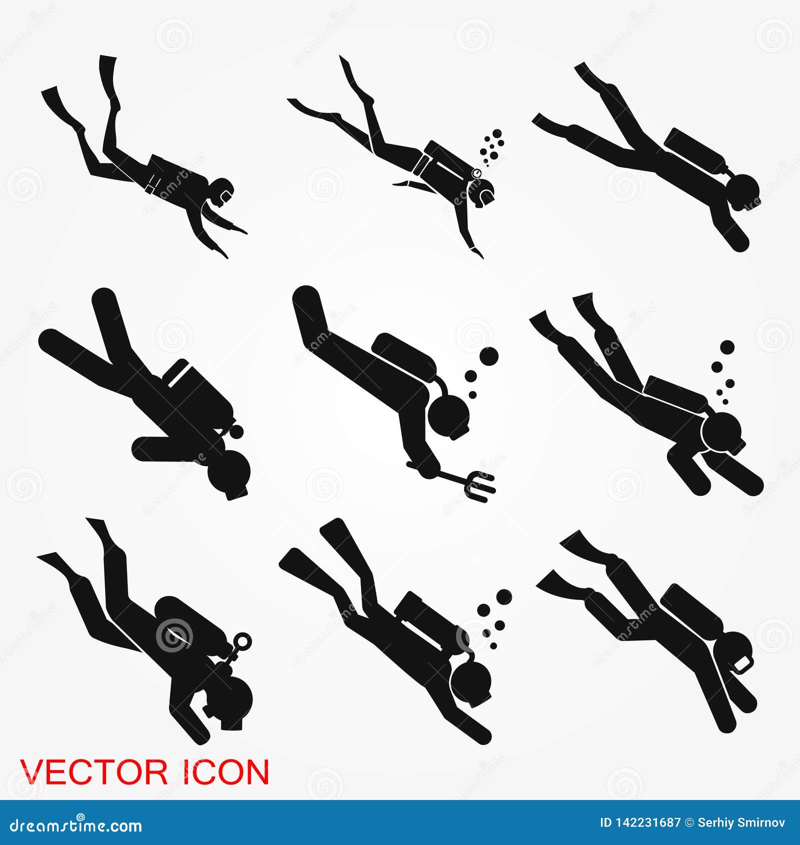 Scuba Diver Icon Vector Sign Symbol for Design Stock Vector ...