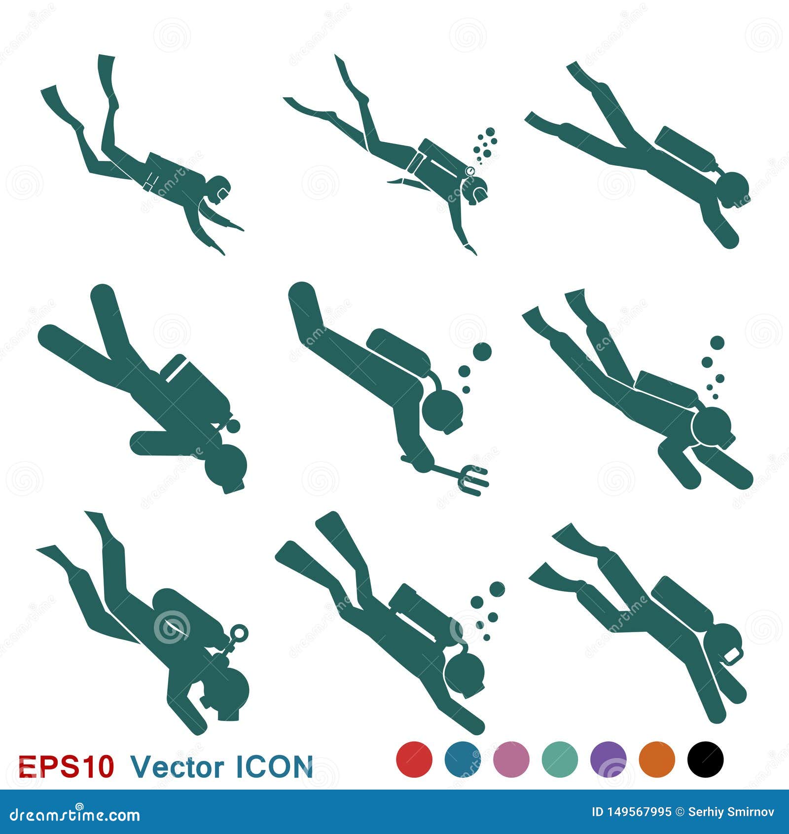 Scuba Diver Icon Vector Sign Symbol for Design Stock Illustration ...