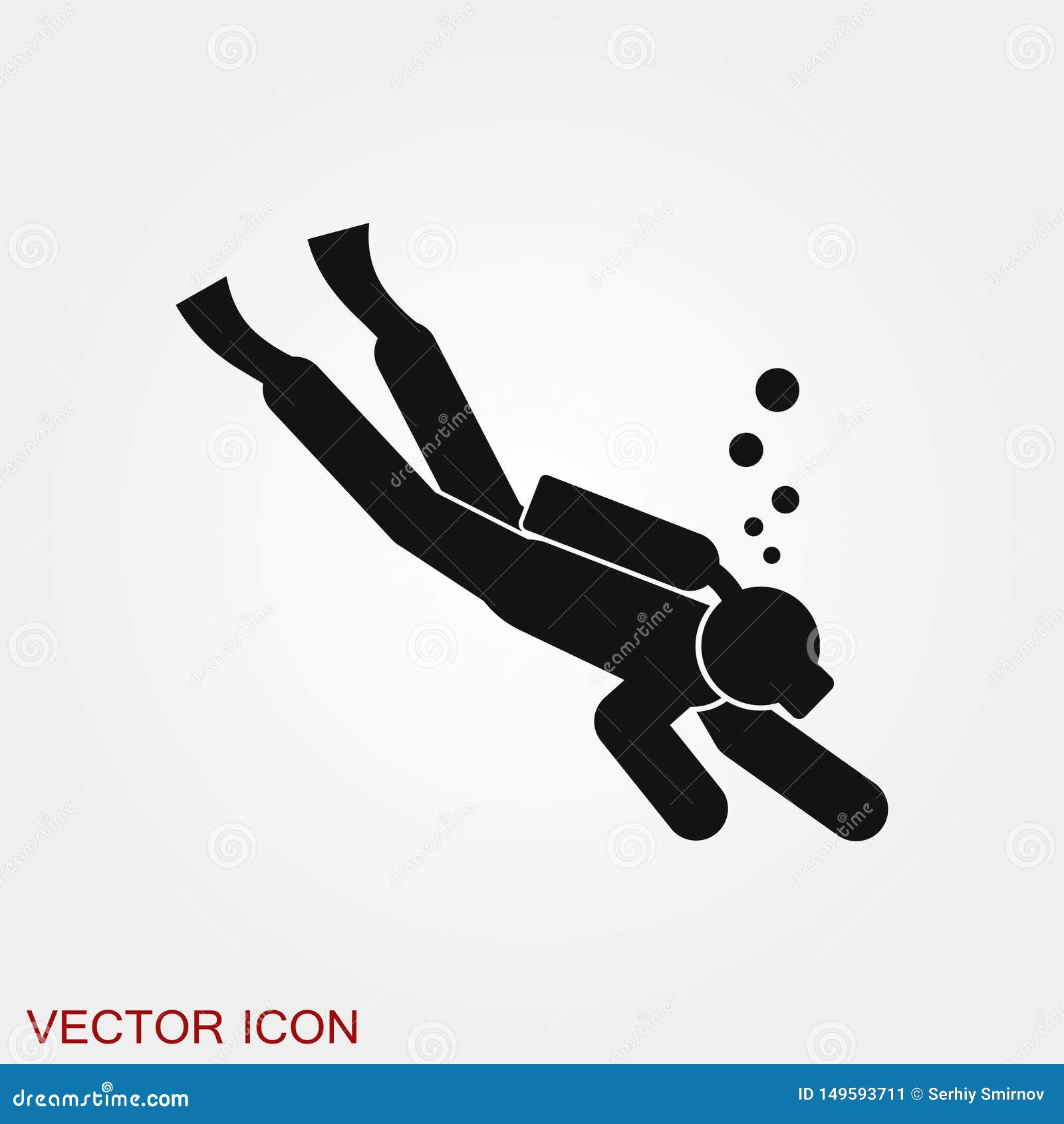 Scuba Diver Icon Vector Sign Symbol for Design Stock Illustration ...