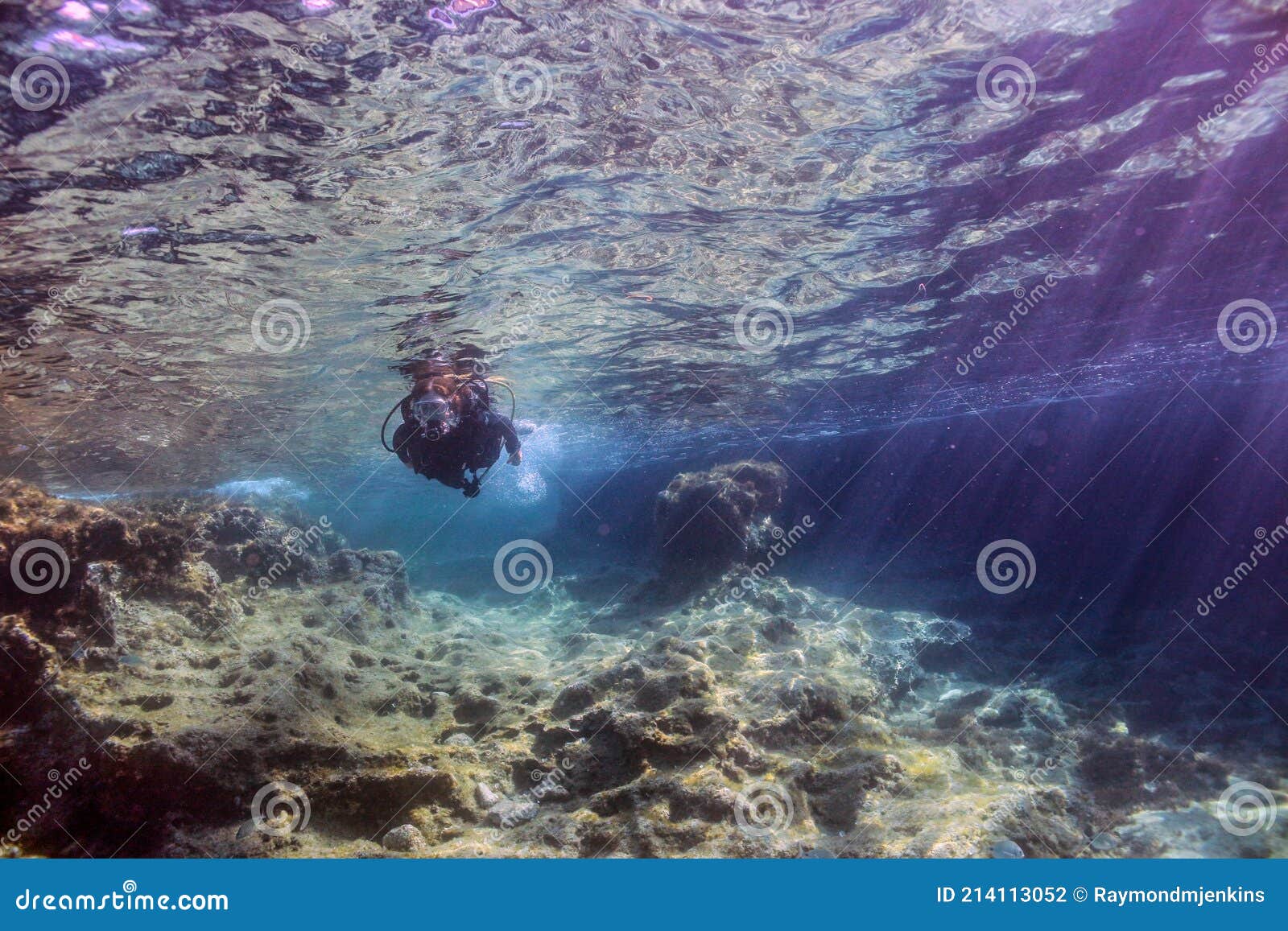 A Scuba Diver. Just Below the Surface Editorial Photography - Image of ...