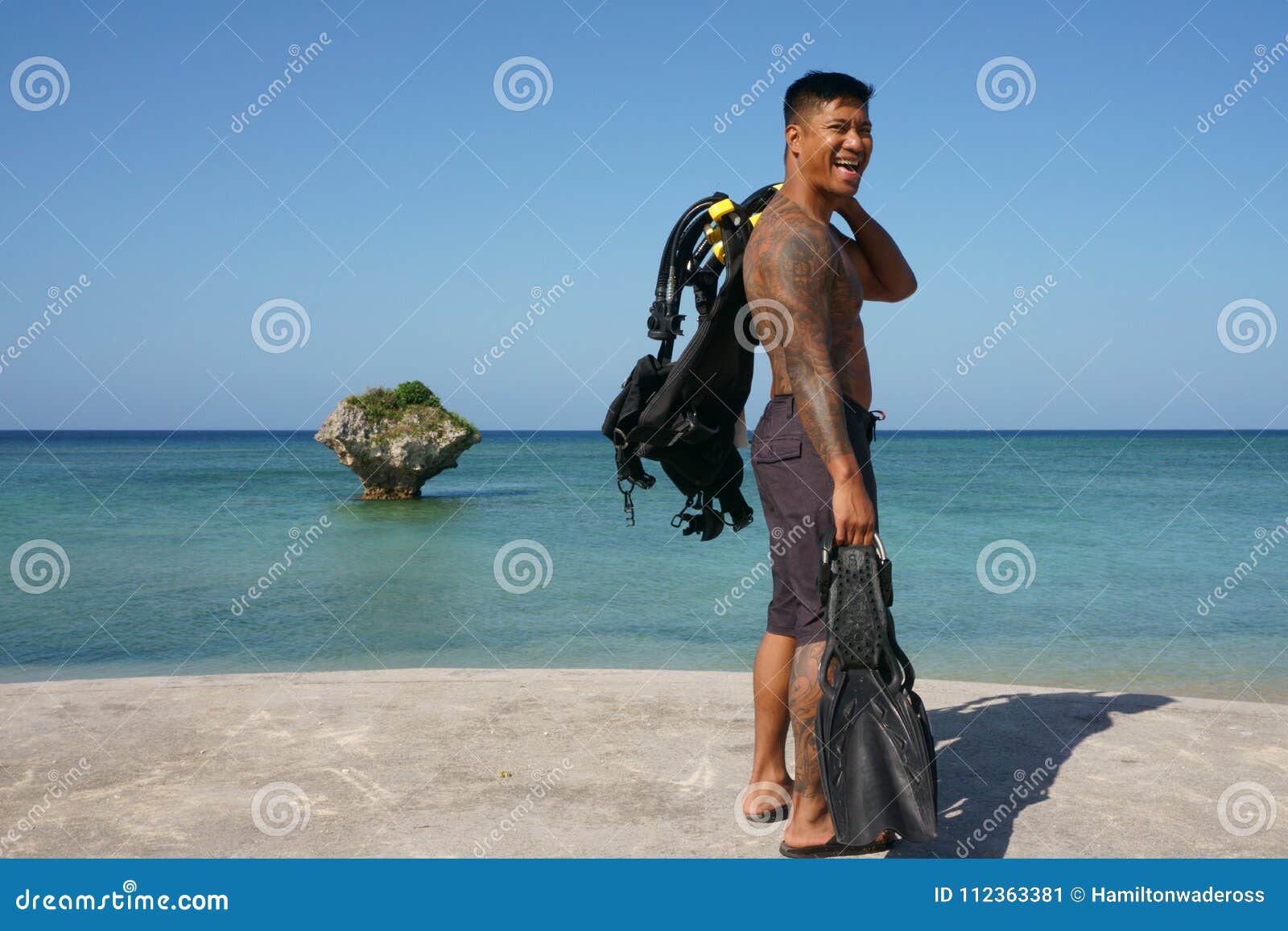 Scuba diver man in Japan stock image. Image of ocean - 112363381