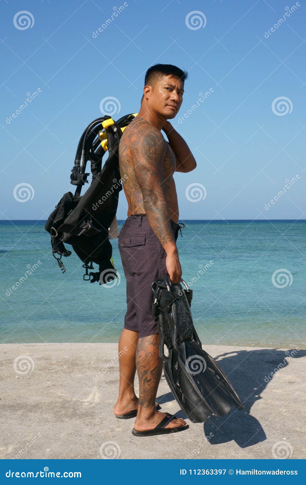 Scuba diver man in Japan stock image. Image of taking - 112363397