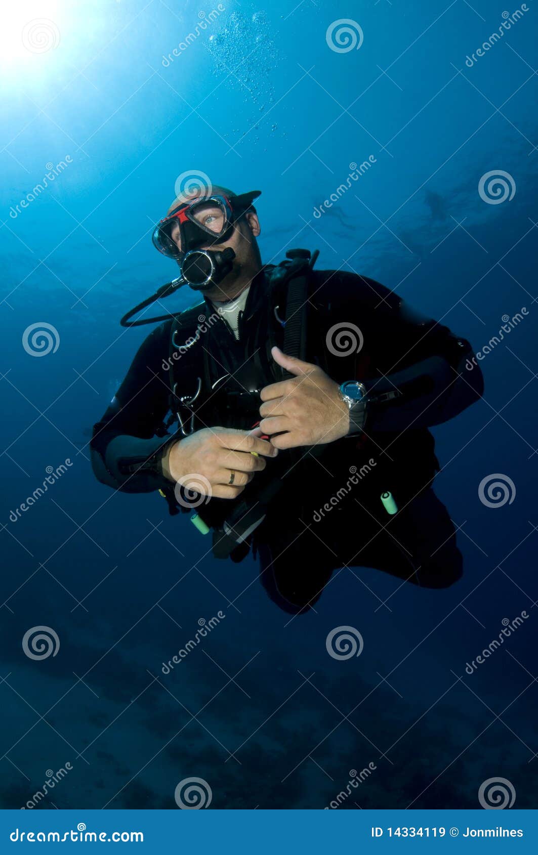 Scuba diver portrait stock image. Image of sunburst, reef - 14334119