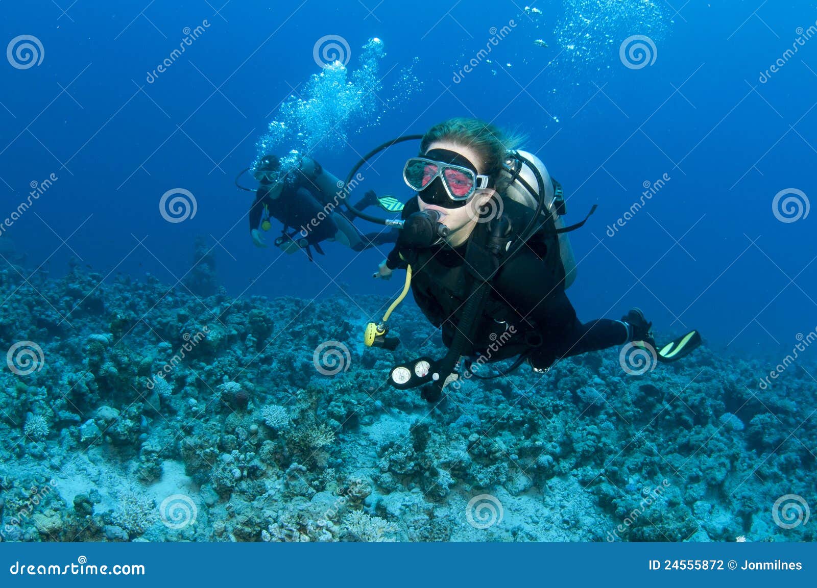 Scuba diver with red mask stock photo. Image of marine - 24555872