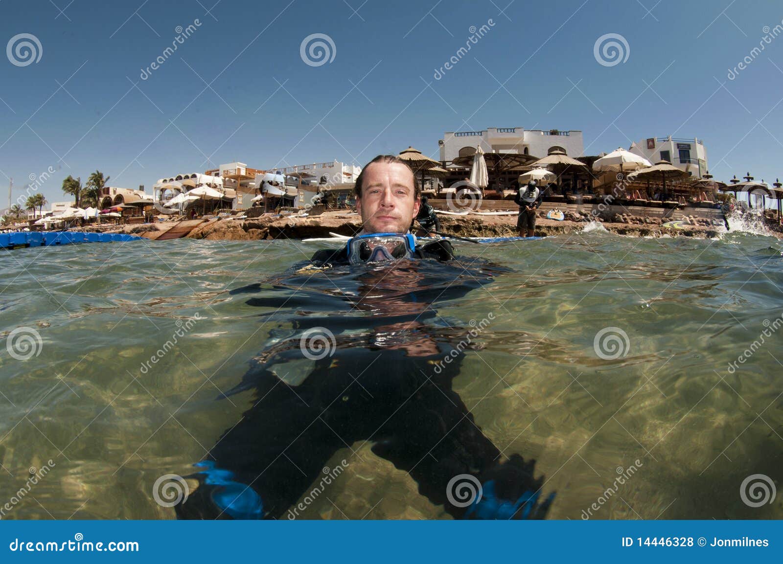 Scuba Diver on Surface before Dive Stock Photo - Image of mask, diver ...