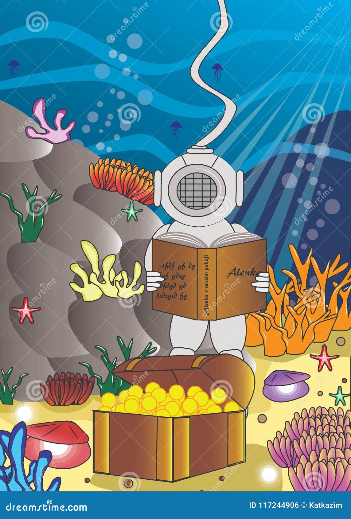 Scuba diver underwater stock illustration. Illustration of scuba ...