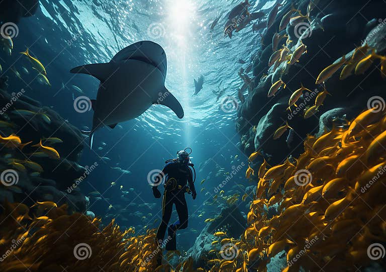 Scuba Diver Underwater, Generated in AI Stock Illustration ... Scuba Diver Underwater, Generated in AI Stock Illustration ...