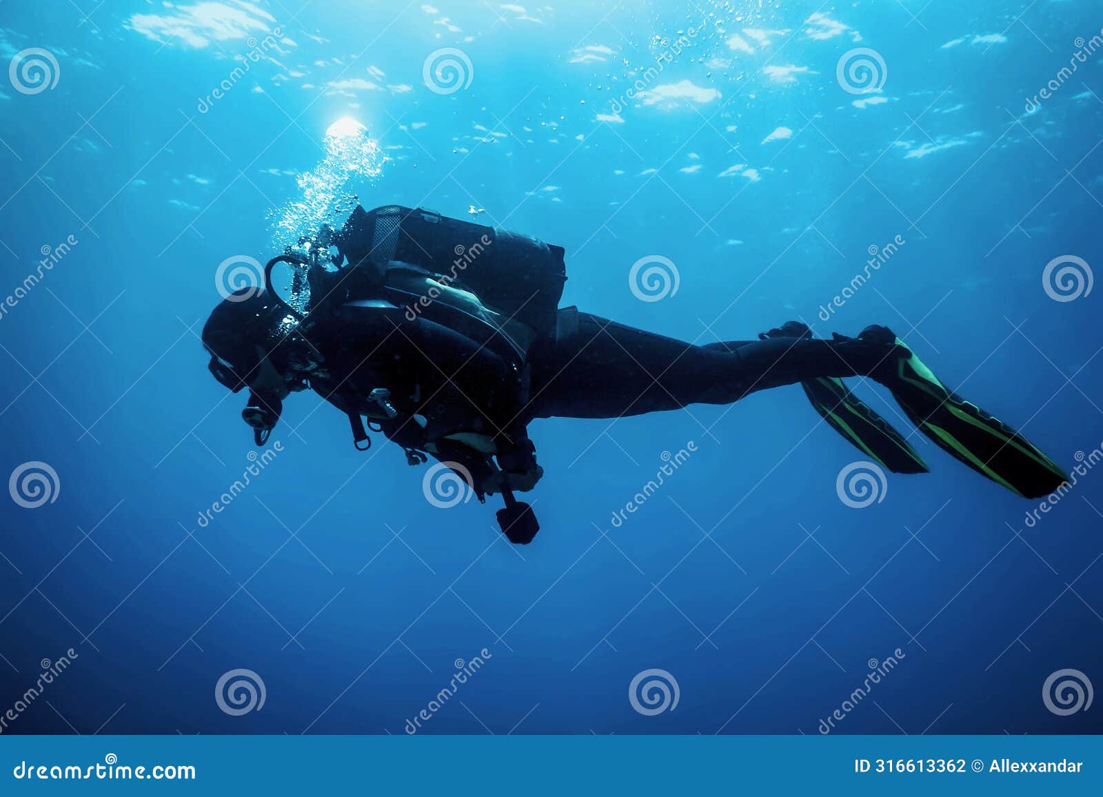 Scuba Diver Water Surface stock photo. Image of dive - 316613362